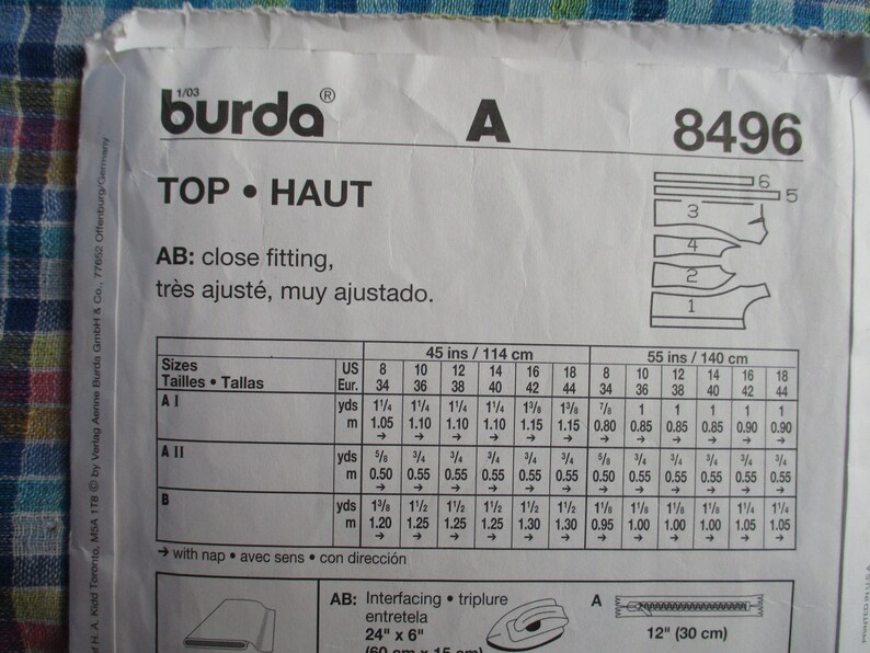 Burda Sewing Pattern 8496 Misses Sleeveless Top Size 8-18 UNCUT - Etsy