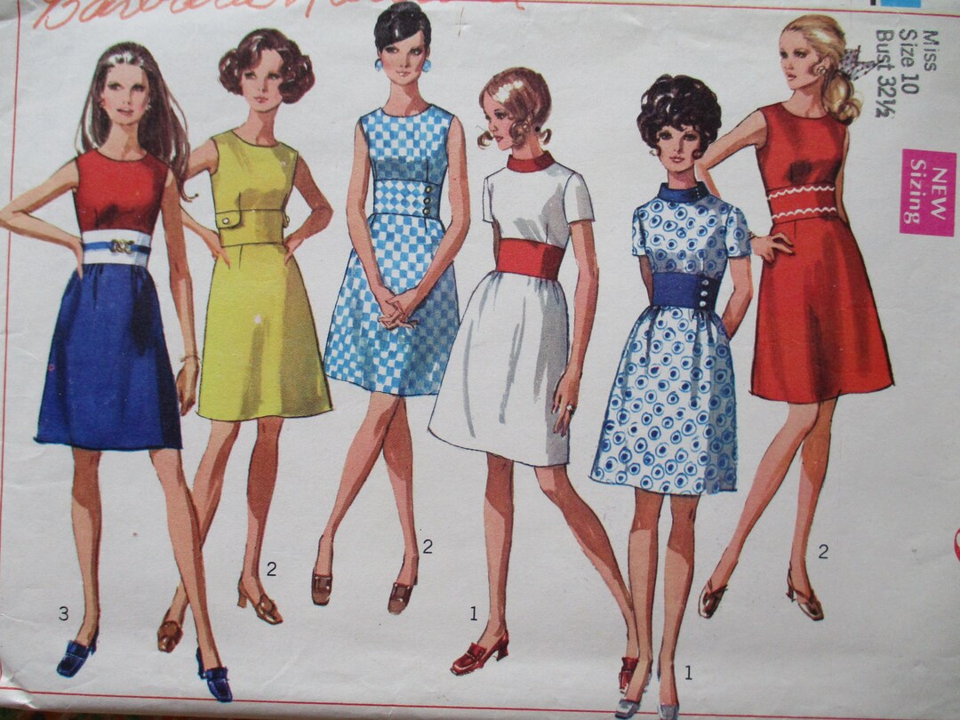 Vintage 1960s Simplicity Sewing Pattern 8087 Mod Dress Size 10 - Etsy