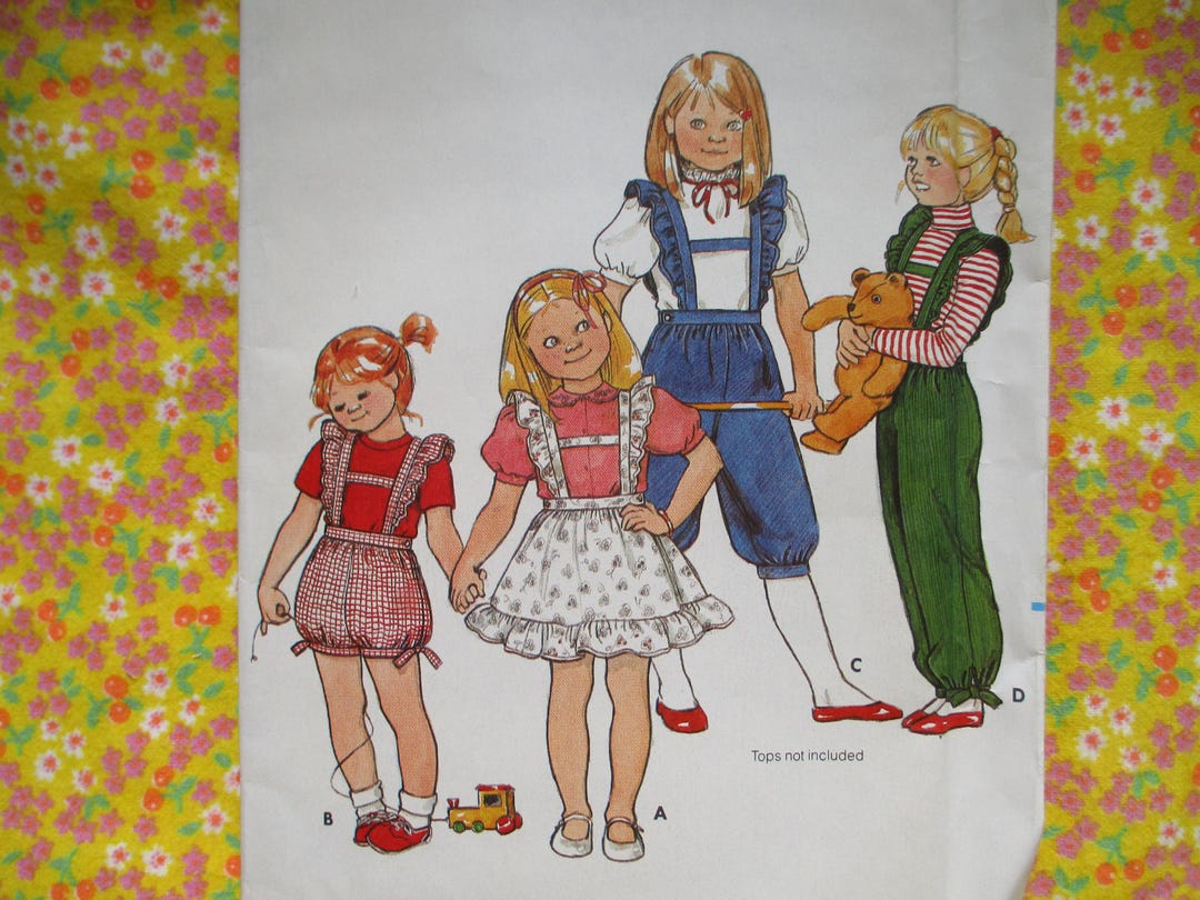 Vintage 1980s Butterick Sewing Pattern 4310 Girls Overalls or Jumper ...
