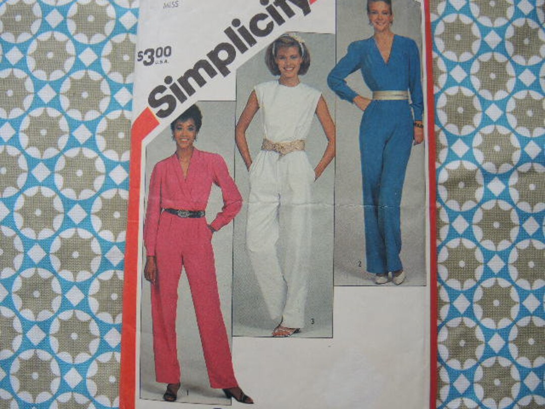 Vintage 1980s Simplicity Sewing Pattern 6207 Misses Jumpsuit With ...