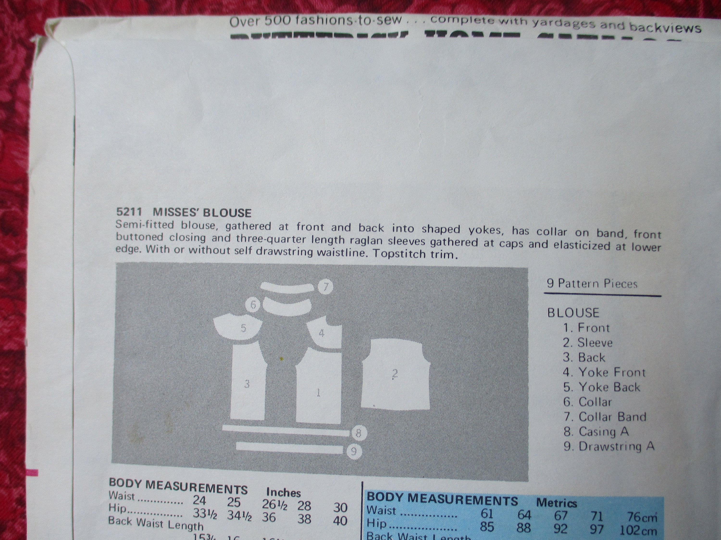 Vintage 1980s Butterick sewing pattern 5211 Misses blouse size | Etsy