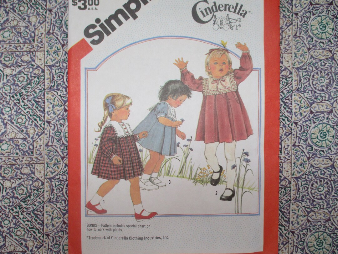 Vintage 1980s Simplicity Cinderella Sewing Pattern 6183 Toddlers Dress ...