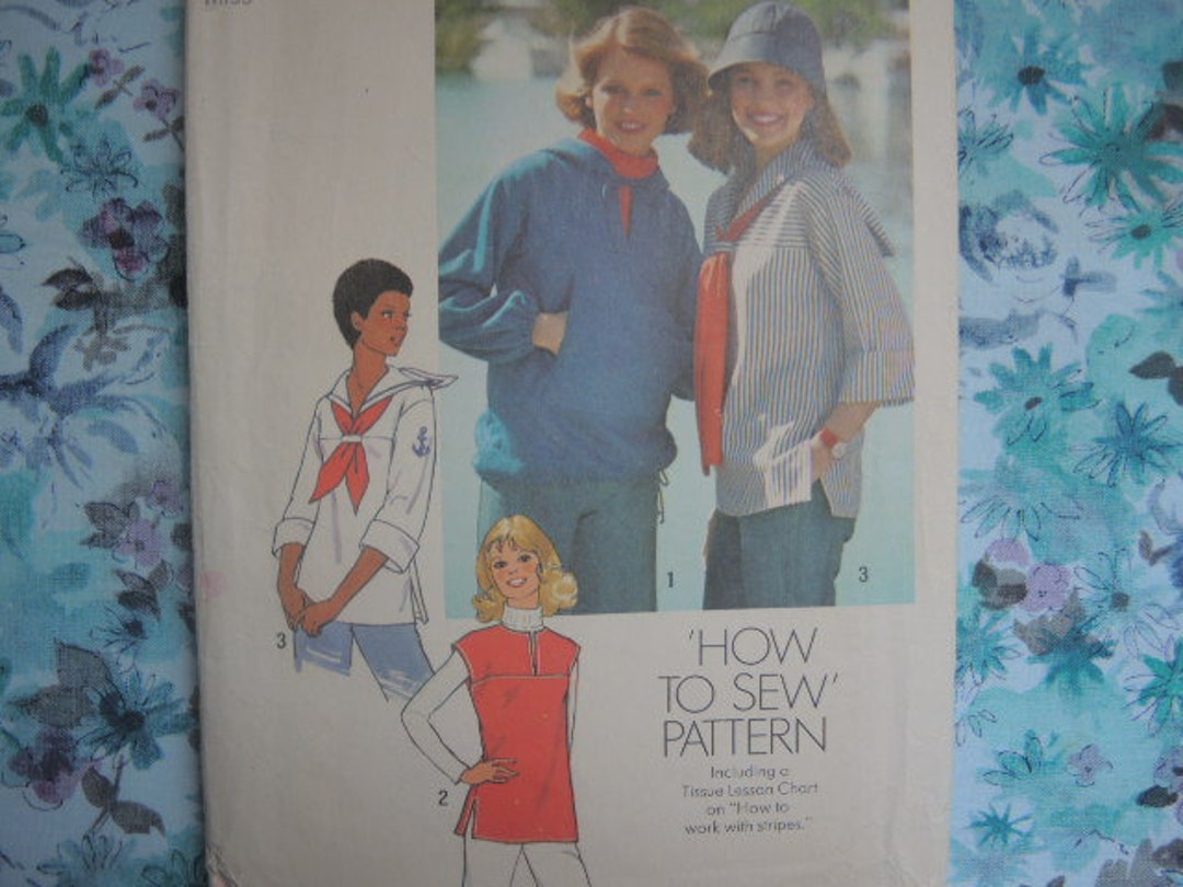Vintage 1970s Simplicity Sewing Pattern 7564 Misses Pullover Tops Size ...