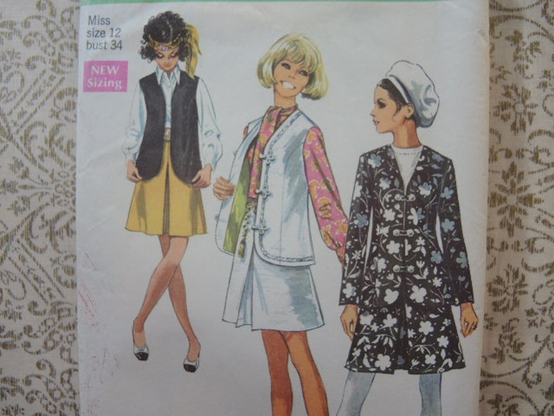 Vintage 1960s Simplicity Sewing Pattern 8245 Misses Vest or Jacket and ...
