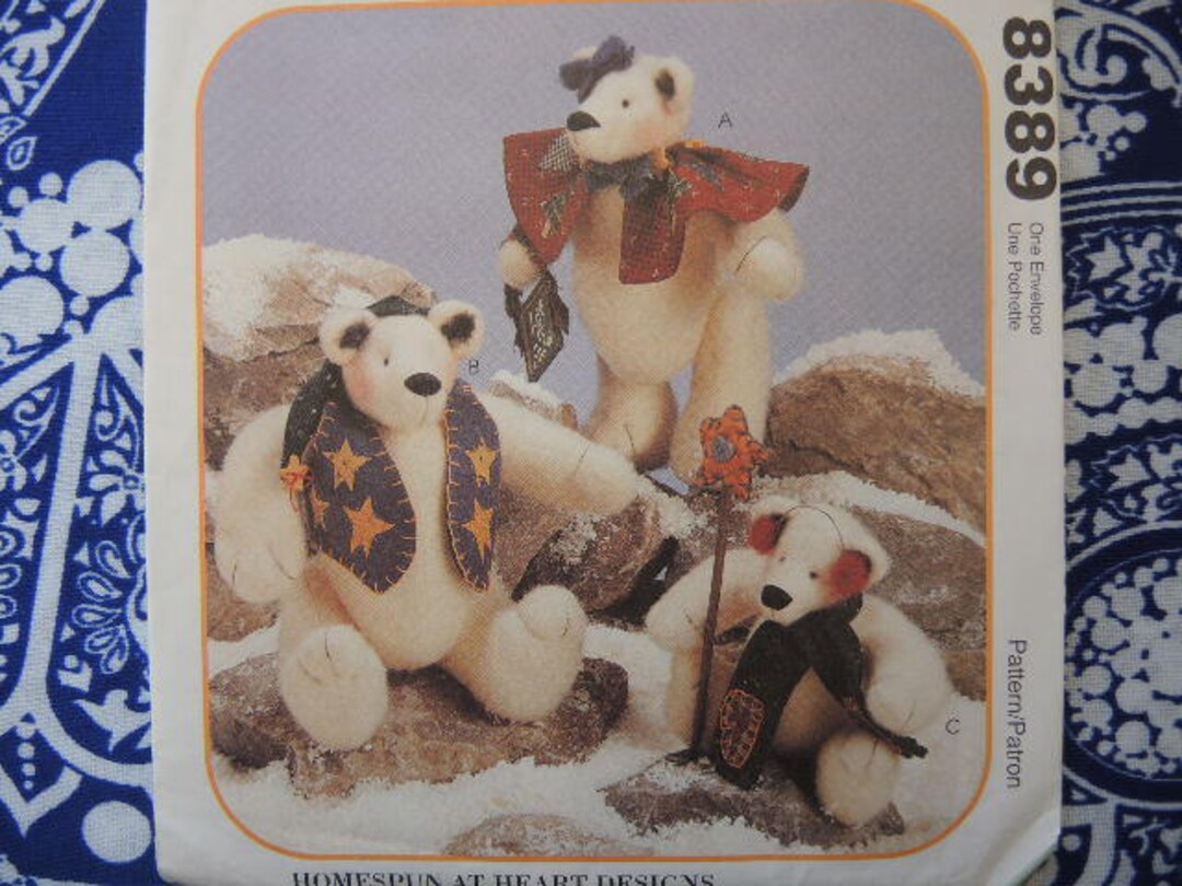 Vintage 1990s Mccall's Sewing Pattern 8389 Snow Bearies Teddy Bears One ...