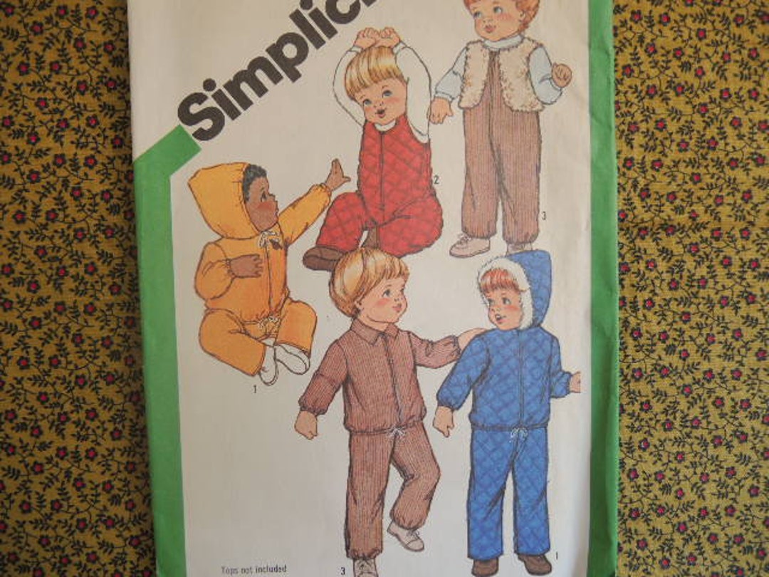 Vintage 1980s Simplicity Sewing Pattern 5258 Babies Overalls Hooded or ...