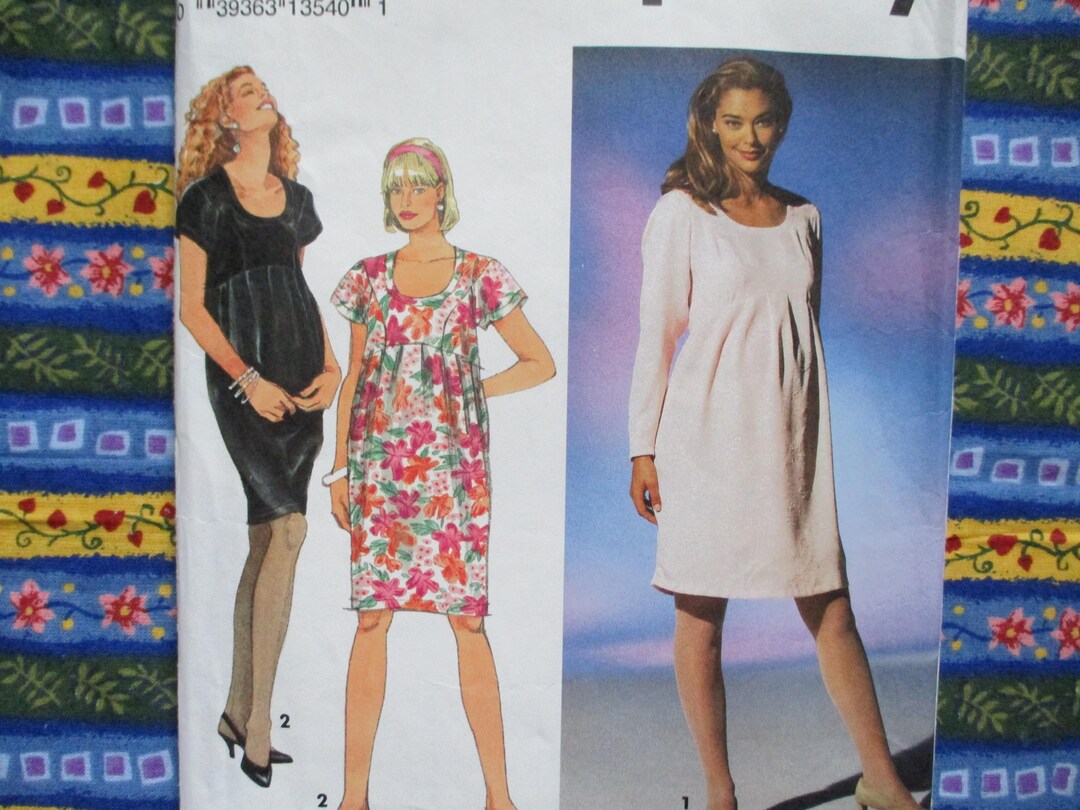 Vintage 1990s Simplicity Sewing Pattern 8196 Maternity Dress Short or ...