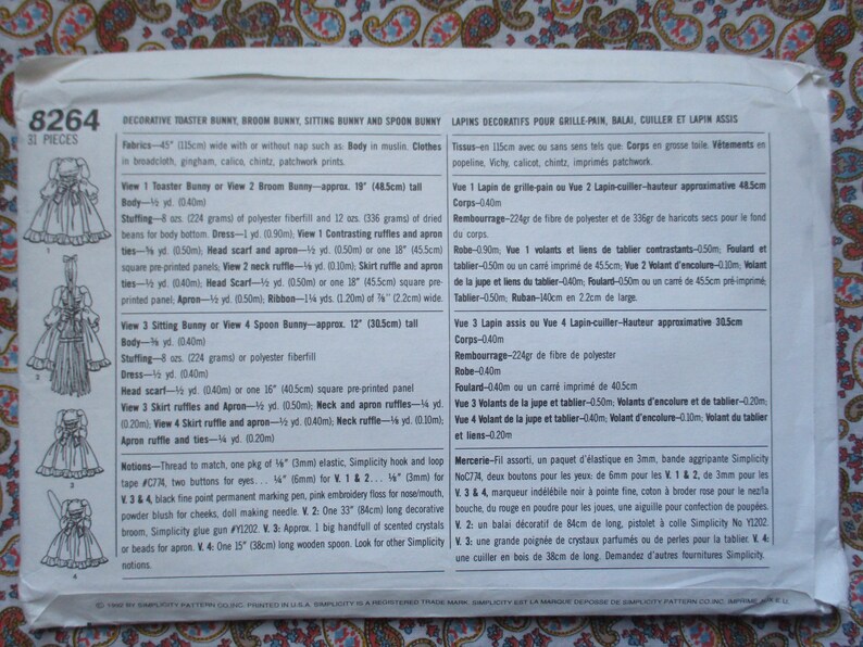 Vintage 1990s Simplicity Sewing Pattern 8264 UNCUT Decorative Toaster ...