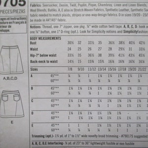2000s Simplicity Sewing Pattern 9705 Misses Mini Skirts Size 7/8-15/16 ...