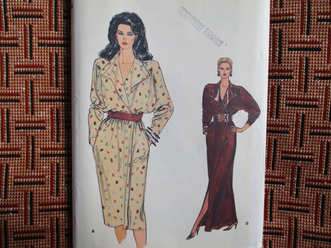 Vintage 1980s Vogue Sewing Pattern 8795 Misses Straight Wrap Dress Size ...