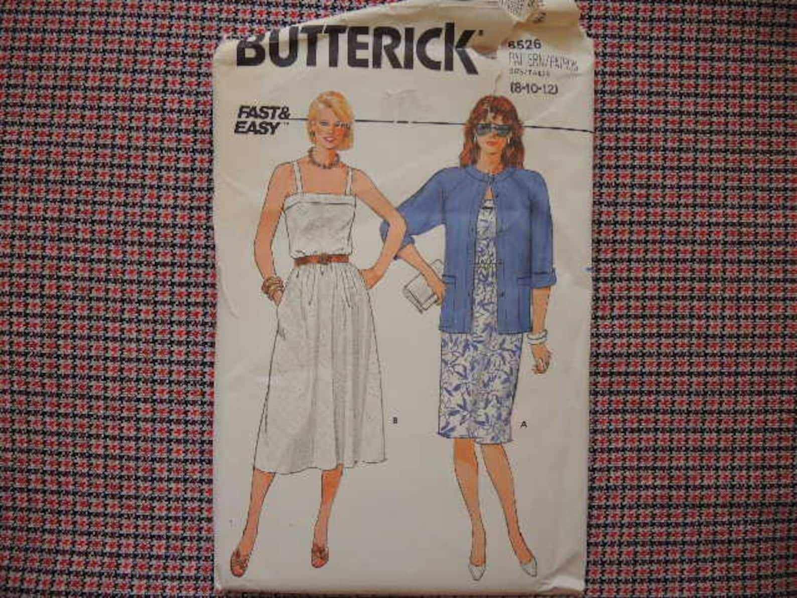 Vintage 1980s Butterick Sewing Pattern 6526 Misses Jacket and Dress 8 ...
