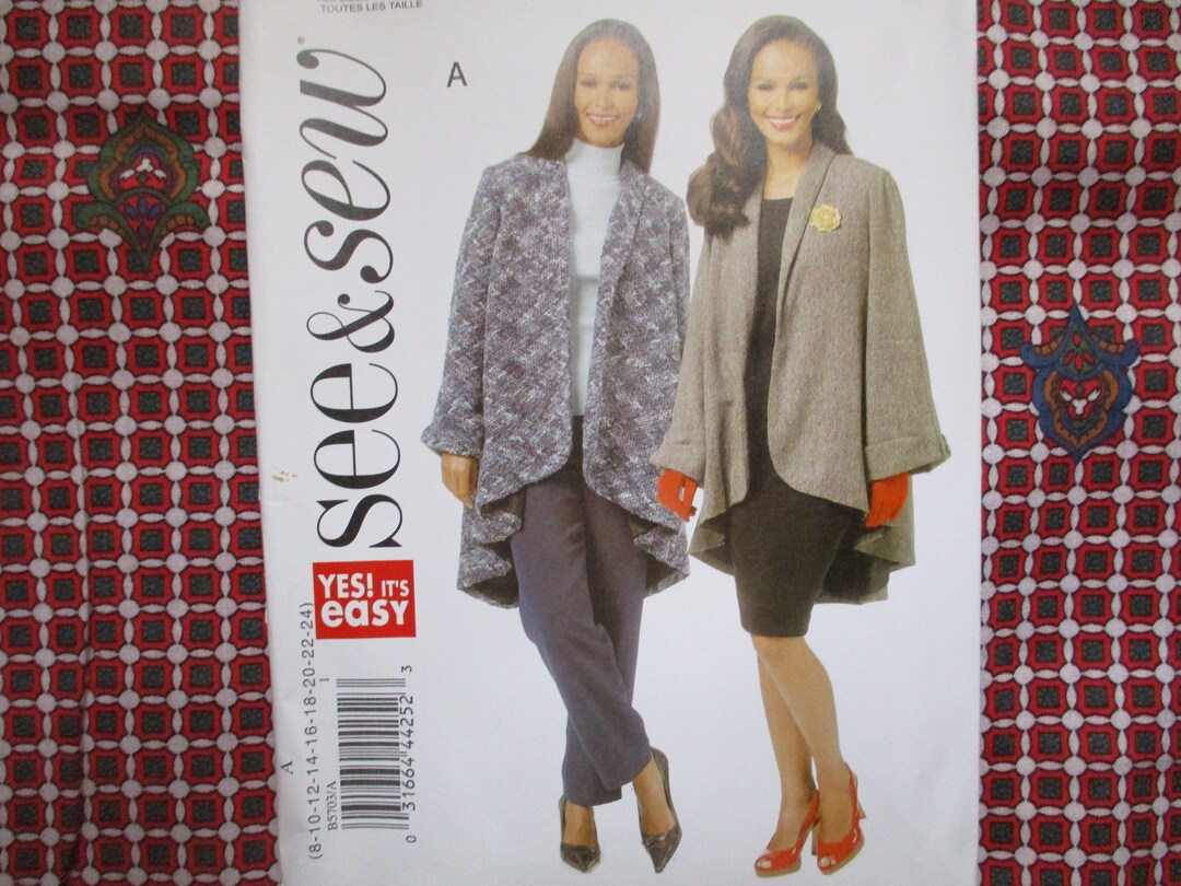 2010s Butterick See and Sew Sewing Pattern 5703 Misses Jacket Sizes 8 ...