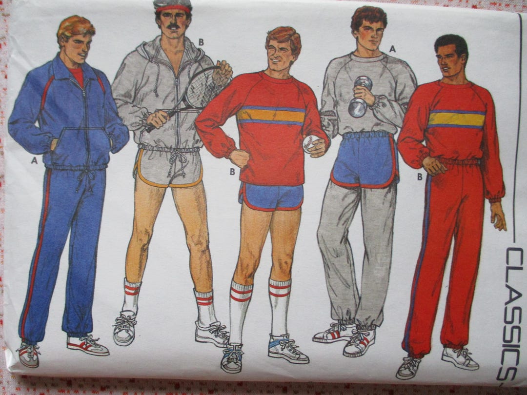 Vintage 1980s Butterick Sewing Pattern 6893 Mens Active Wear Jacket Top ...