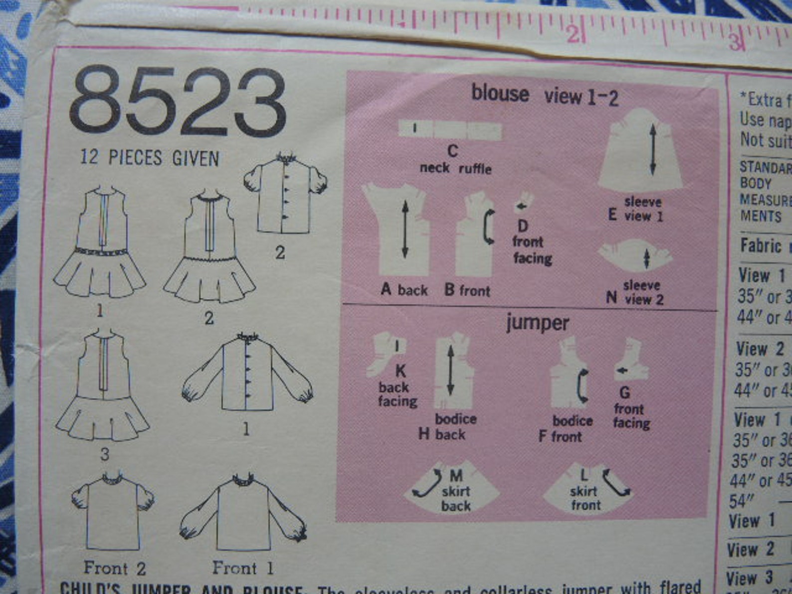 Vintage 1960s Simplicity Sewing Pattern 8523 Girls Jumper and - Etsy