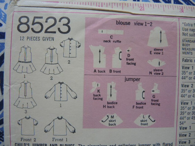 Vintage 1960s Simplicity Sewing Pattern 8523 Girls Jumper and - Etsy