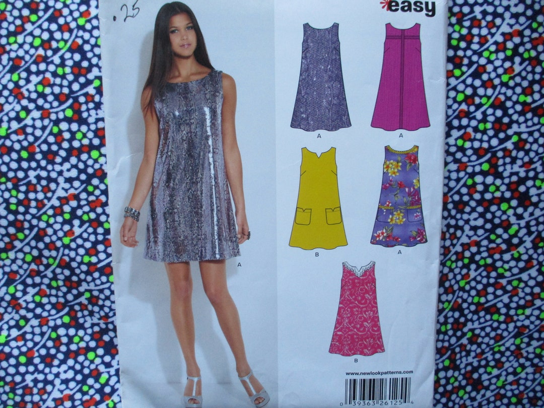 2010s New Look Sewing Pattern 6125 Misses Easy Sleeveless Dress Sizes ...