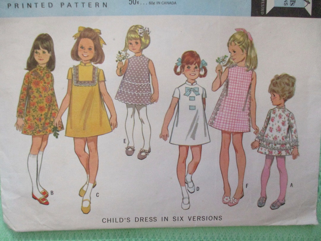 Vintage 1960s Mccalls Sewing Pattern 9590 Girls Dress in 6 Versions ...