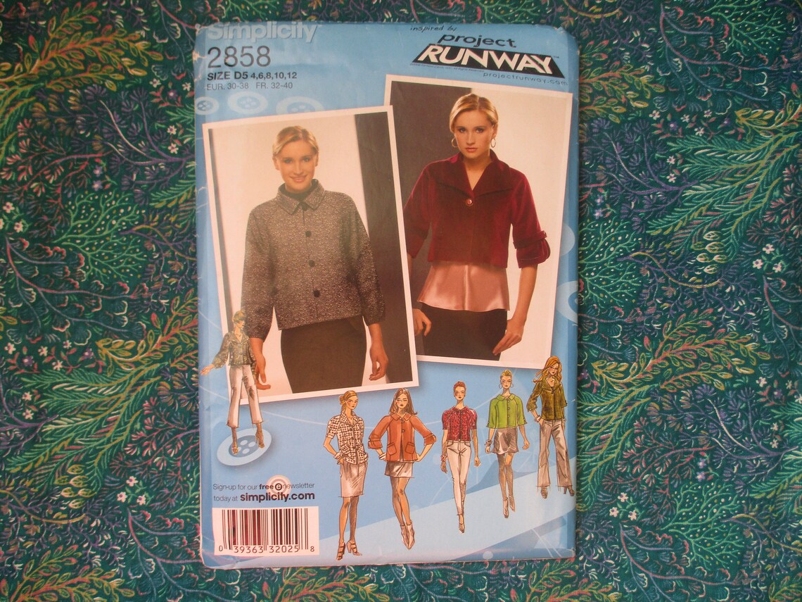 2000s Sewing Pattern Simplicity 2858 Misses Lined Jacket With Collar ...