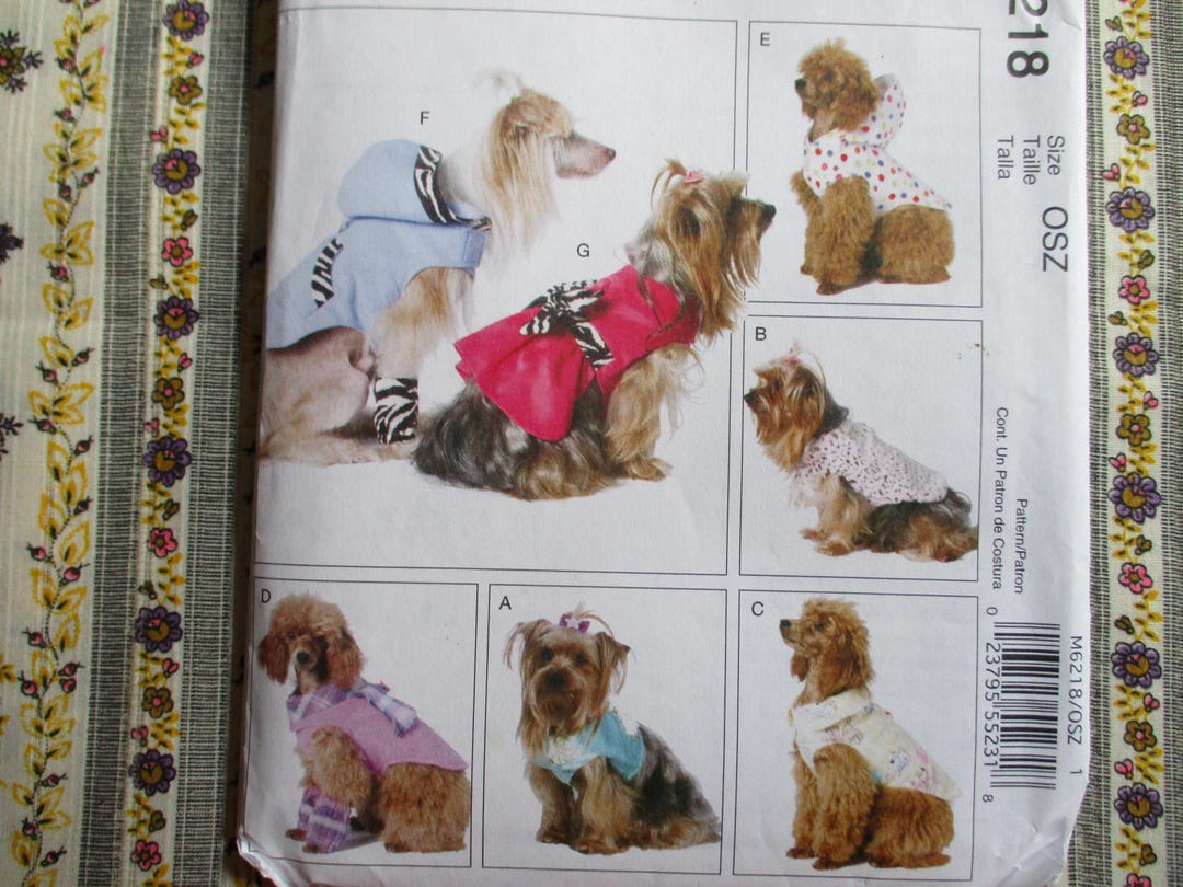 2000s Mccalls Sewing Pattern 6218 Pet Clothes Size S-M-L-XL - Etsy