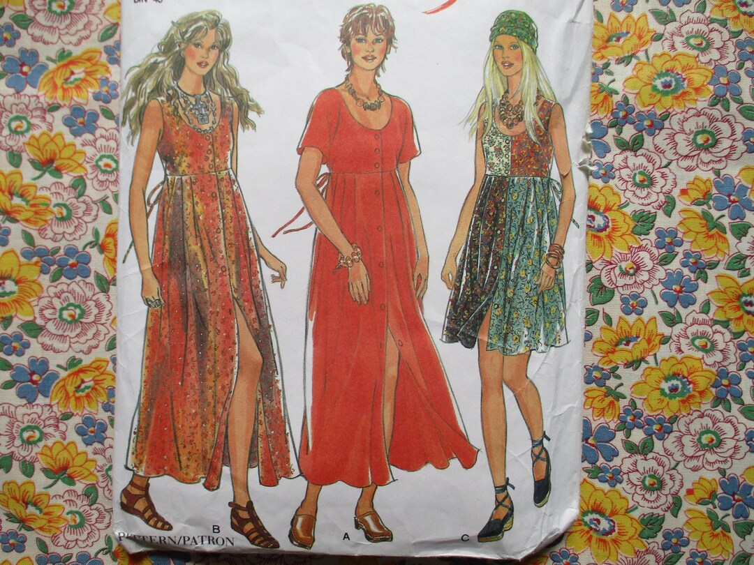 Vintage 1990s New Look Sewing Pattern 6173 Misses Button Front Empire ...
