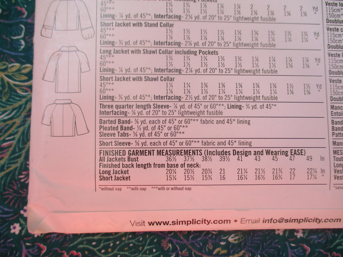 2000s Sewing Pattern Simplicity 2858 Misses Lined Jacket With Collar ...