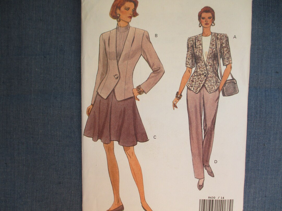 Vintage 1990s Vogue Sewing Pattern 8430 Misses Jacket Skirt and Pants ...