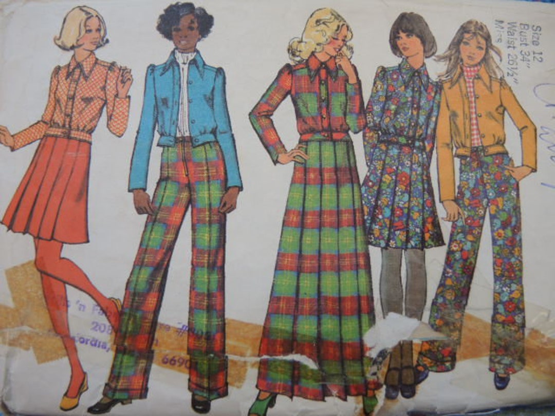 Vintage 1970s Simplicity Sewing Pattern 5198 Unline Jacket Skirt in Two ...