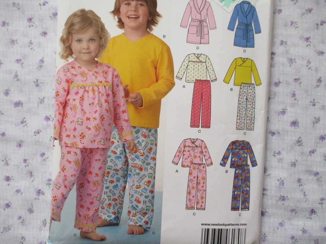 2010s New Look Sewing Pattern 6170 Kids Pajamas Tops and Pants and Robe ...