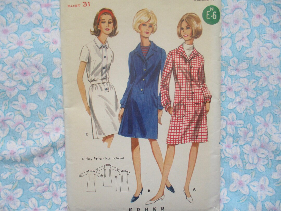 Vintage 1960s Butterick Sewing Pattern 4156 Misses Dress With or ...