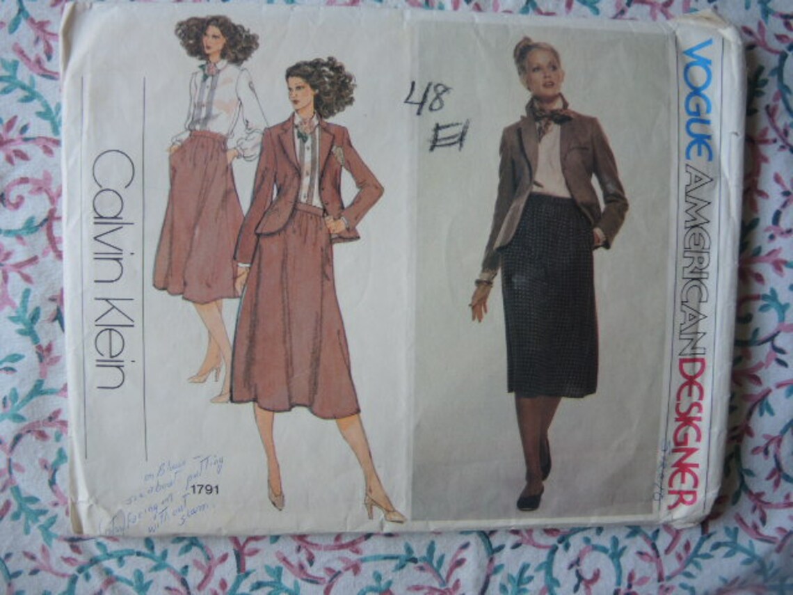Vintage 1980s Vogue Sewing Pattern American Designer Calvin Klein 1791 ...