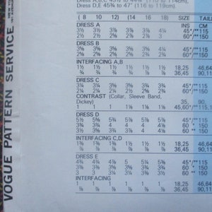 Vintage 1980s Vogue Basic Design Sewing Pattern 1846 Misses Dress Size ...