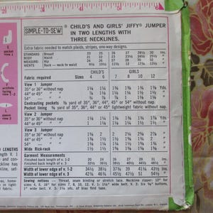 Vintage 1970s Simplicity Sewing Pattern 5224 Girls Jiffy Jumper in Two ...