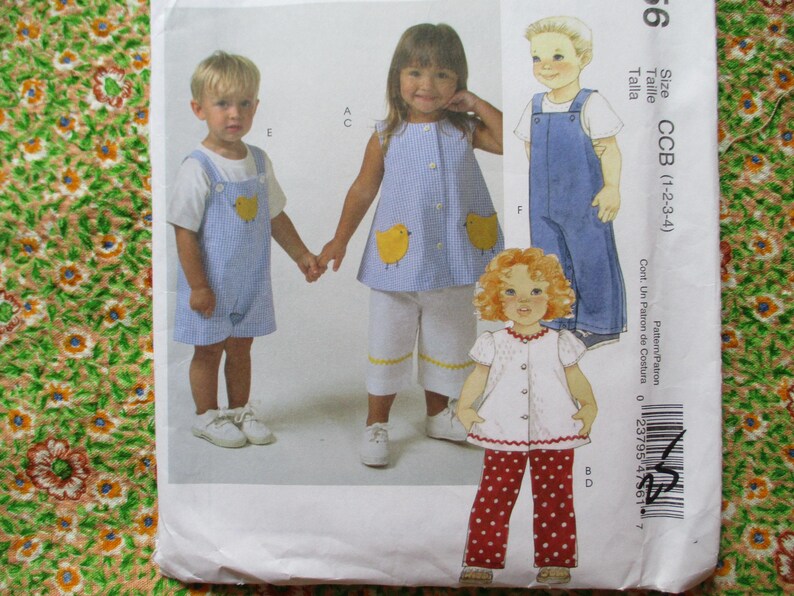 2000s Sewing Pattern Mccalls 4756 Toddler Top Pants and Jumpsuit in Two ...