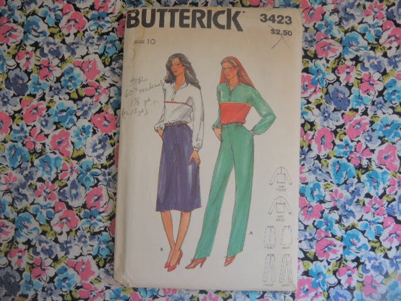 Vintage 1980s Butterick Sewing Pattern 3423 Misses Top Skirt - Etsy