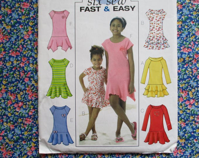 2000s Sewing Pattern Butterick 4544 Girls Dropped Waist Dress UNCUT ...