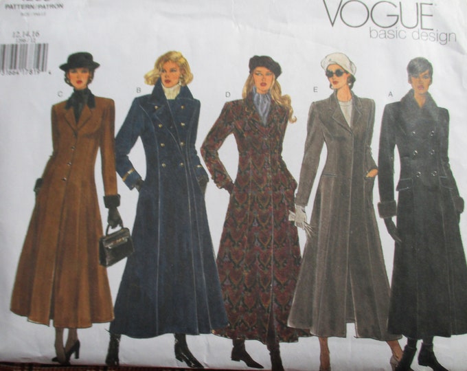 Vintage 2000s Vogue Basic Design Sewing Pattern 1266 Misses Coat Sizes ...