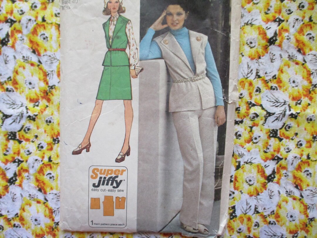 Vintage 1970s Simplicity Sewing Pattern 6468 Misses Super Jiffy Vest ...
