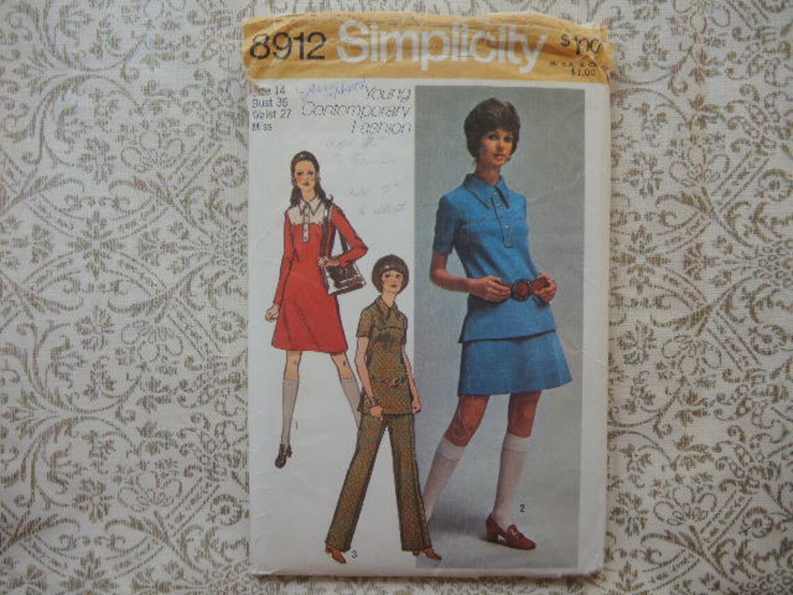 Vintage 1970s Simplicity Sewing Pattern 8912 Misses Dress or | Etsy