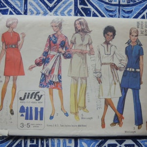 Vintage 1970s Simplicity Sewing Pattern 9057 Misses Jiffy Dress in Two ...