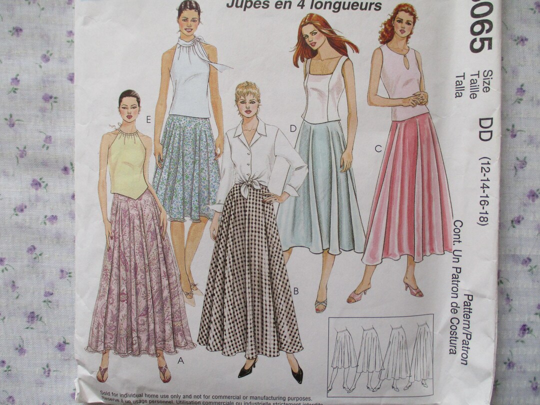 2000s Sewing Pattern Mccalls 3065 Skirt in Four Lengths UNCUT Sizes 12 ...