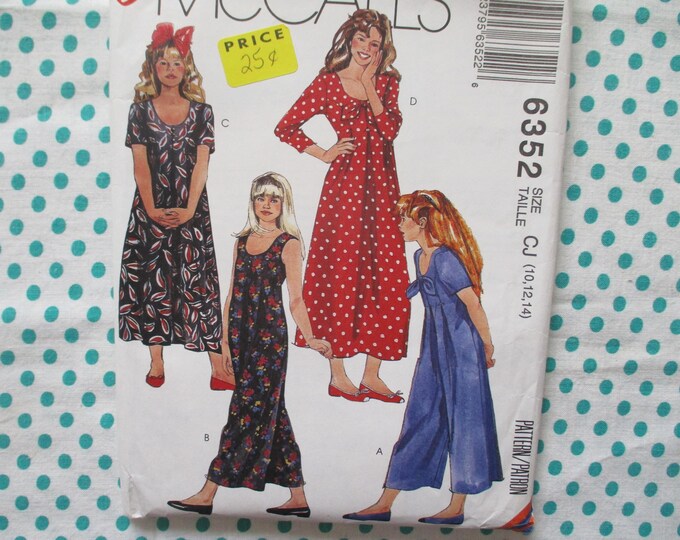 Vintage 1990s Mccalls Sewing Pattern 6352 Girls' Jumpsuit and Dress ...
