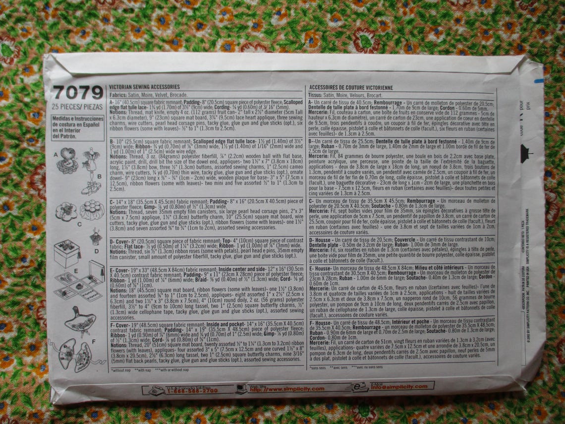 2000s Simplicity Sewing Pattern 7079 Victorian Sewing Accessories UNCUT ...