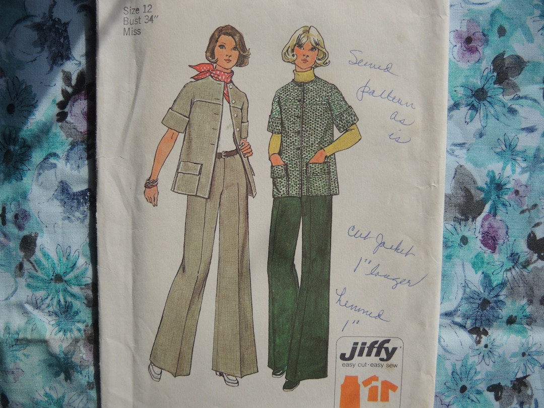 Vintage 1970s Simplicity Sewing Pattern 6529 Misses Unlined Jiffy ...