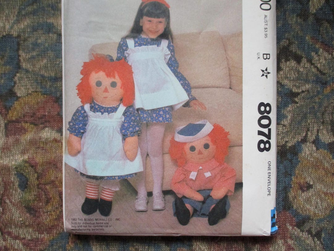 Vintage 1970s Mccalls Sewing Pattern 8078 Raggedy Ann and Andy 36 Inch ...