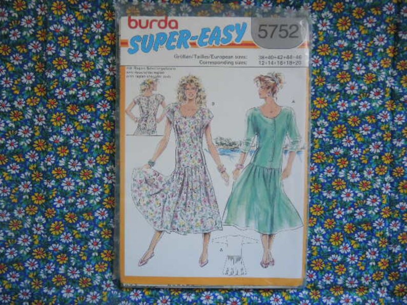 Vintage 1980s Burda Sewing Pattern 5752 Misses Dress Size - Etsy