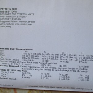 2010s Kwik Sew Sewing Pattern 3036 Missest Tops Sizes XS-S-M-L-XL UNCUT ...