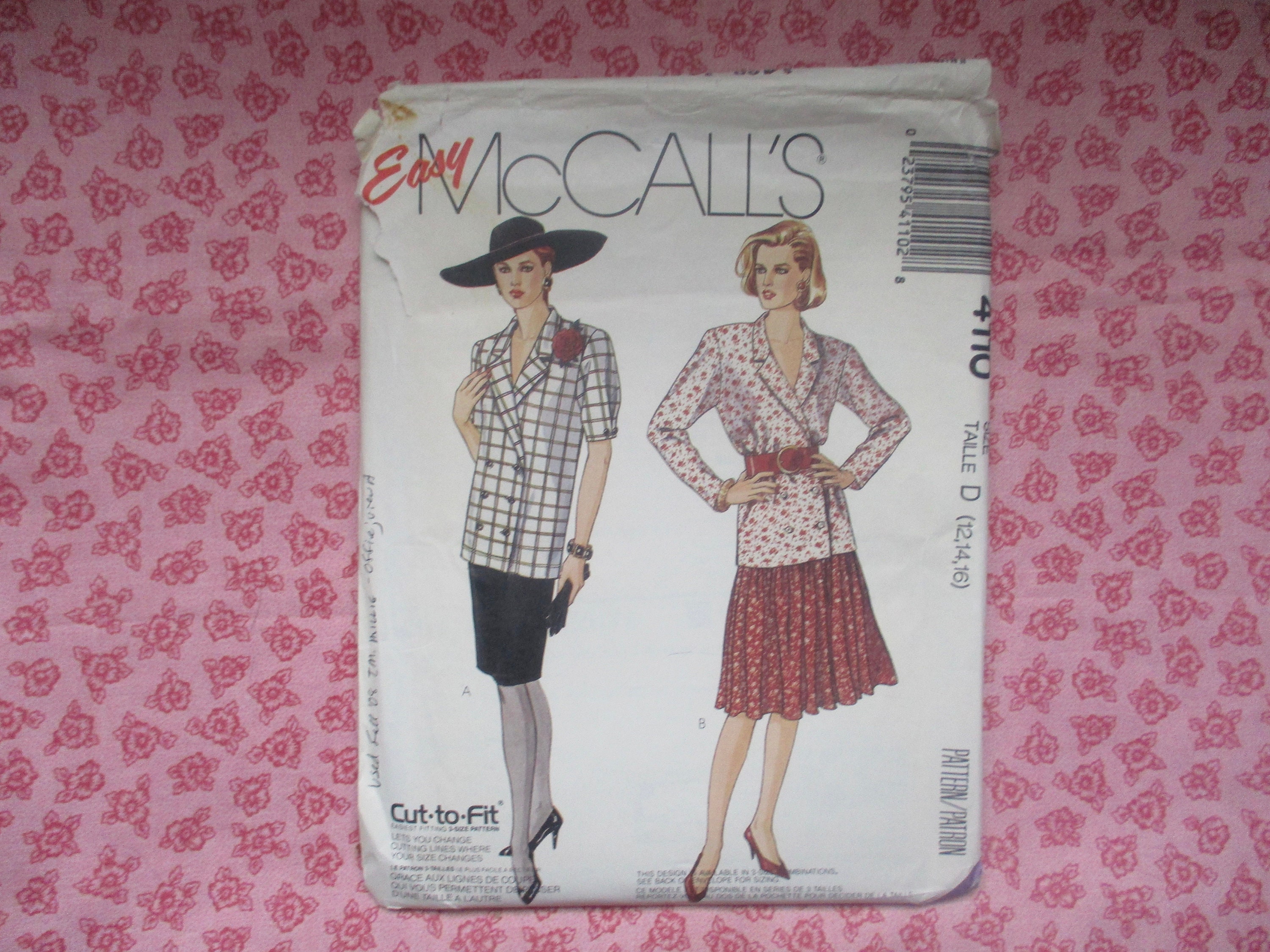 Vintage 1980s McCalls sewing pattern 4110 misses unlined | Etsy