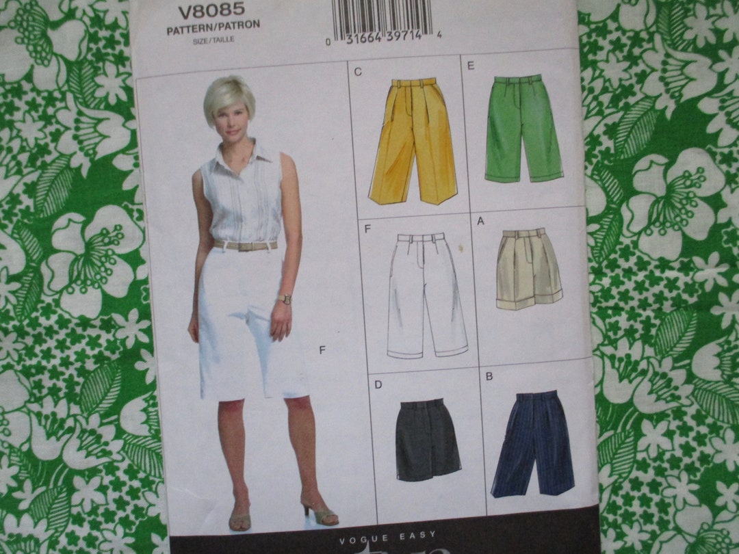 2000s Vogue Easy Options Sewing Pattern 8085 Misses Shorts Size 18-20 ...