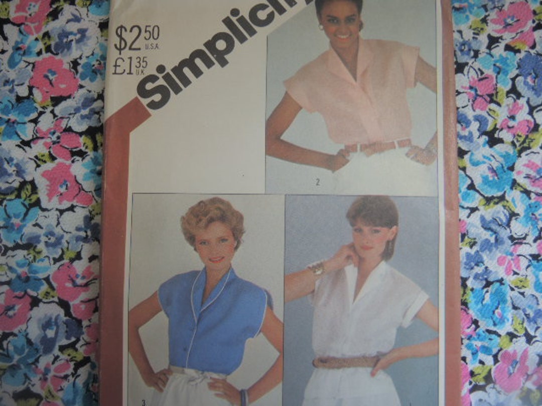 Vintage 1980s Simplicity Sewing Pattern 5451 Misses Shirts Size 10 ...