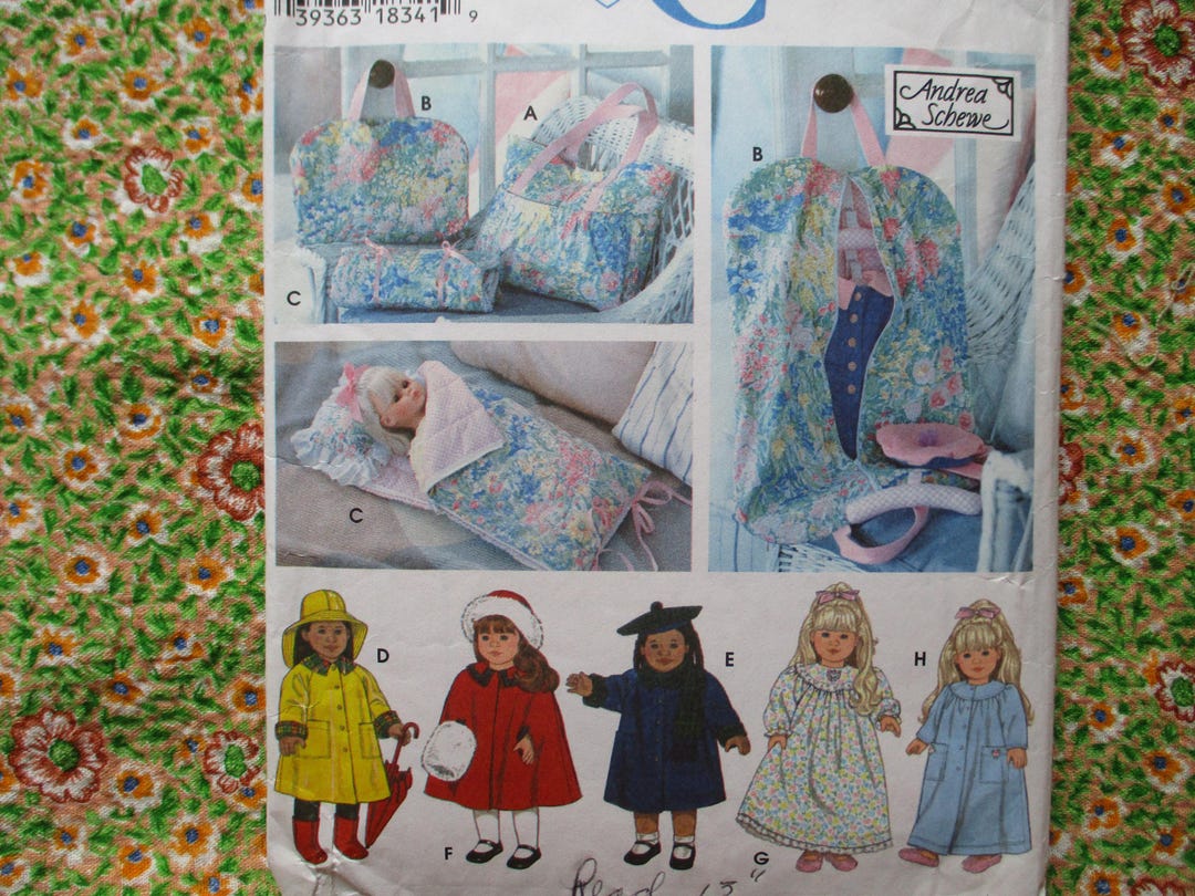 Vintage 1990s Sewing Pattern Simplicity 9833 Doll Clothes and ...